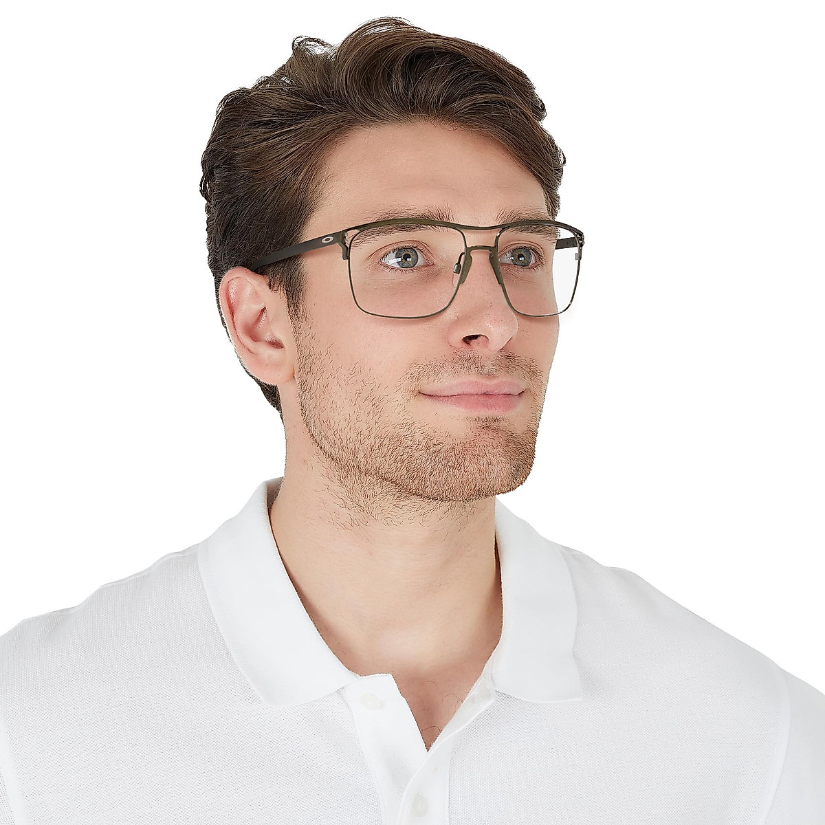 Oakley Men's Ox5068 Holbrook Ti Rx Rectangular Prescription Eyewear Frames, Pewter/Demo Lens, 55 mm