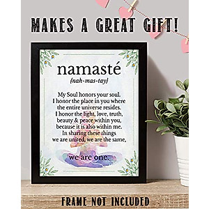 Namaste Color"We Are One"- Inspirational Wall Art in Yoga Pose-8 x 10 Print Wall Art Ready to Frame. Home Décor, Office Décor & Wall Print. Motivational Quote- Perfect Gift to Share Your Beliefs.