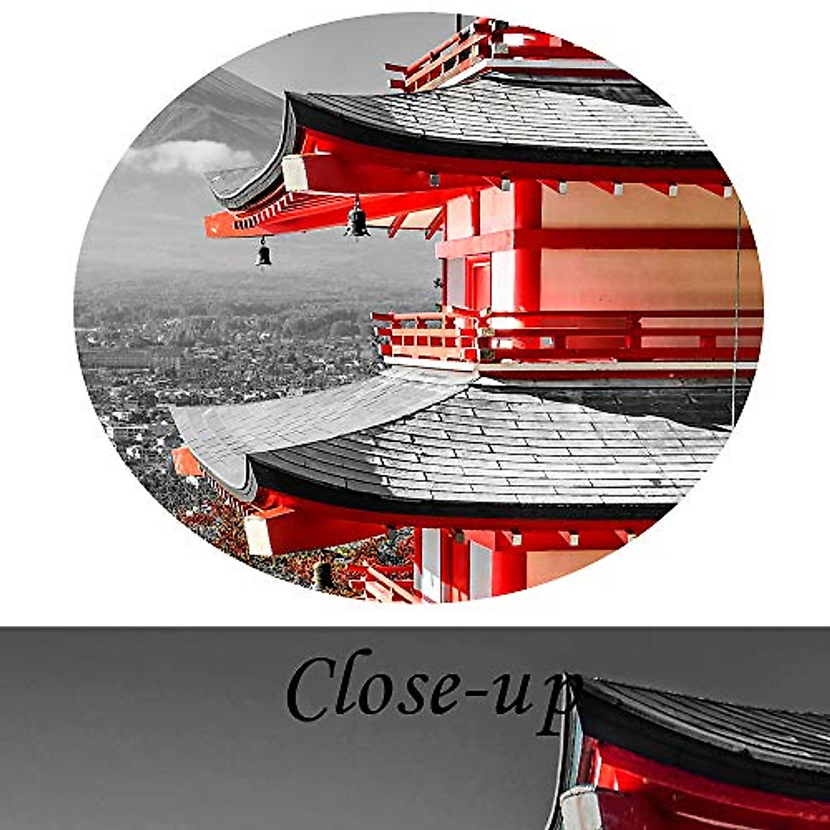 Kreative Arts Black and White Photograph with Pop of Red on a Japanese Temple in Autumn Canvas Prints Wall Art Fall Landscape Photo to Canvas Giclee Artwork with Frame Ready to Hang Home Decor 24x36inch