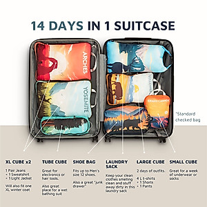 Packing Cubes for Travel-Extra Large Luggage Organizers 7 Piece Set-Ultralight, Expandable/Compression Bags for Clothes by TRIPPED Travel Gear (National Parks)