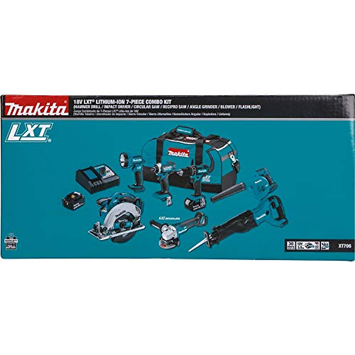 Makita XT706 3.0Ah 18V LXT Lithium-Ion Cordless Combo Kit (7 Piece)