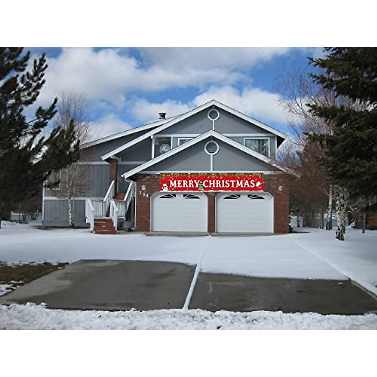 Large Merry Christmas Banner,Xmas Outdoor & Indoor Hanging Decor,Xmas Sign Huge Xmas Home Party Decoration (Christmas tree)