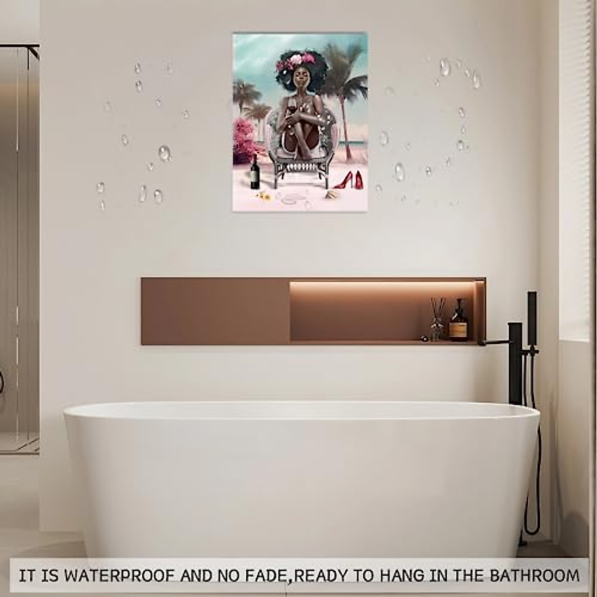 Churies African American Black Girl Wall Art,12x16 Inch Beautiful Woman Wall Poster Bathroom Living Room Girls' Room Wall Decor Set of 1