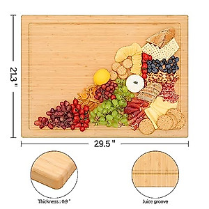 YUHFERA Stove Cover Board for Gas Stovetop - Raised Cutting Board with Legs and Juice Grooves, Adjustable Noodle Board Stove Cover for RV Stove Top (29.5" x 21.2")