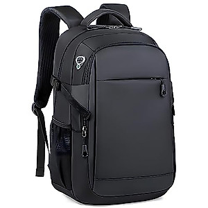 Laptop Backpack for Business Travel and College Study with Integrated USB Charging Port, Fits Laptops up to 15.6 Inch, Black, Anti-Theft, Great for Hiking, Waterproof, Scratch Resistant, Reinforced
