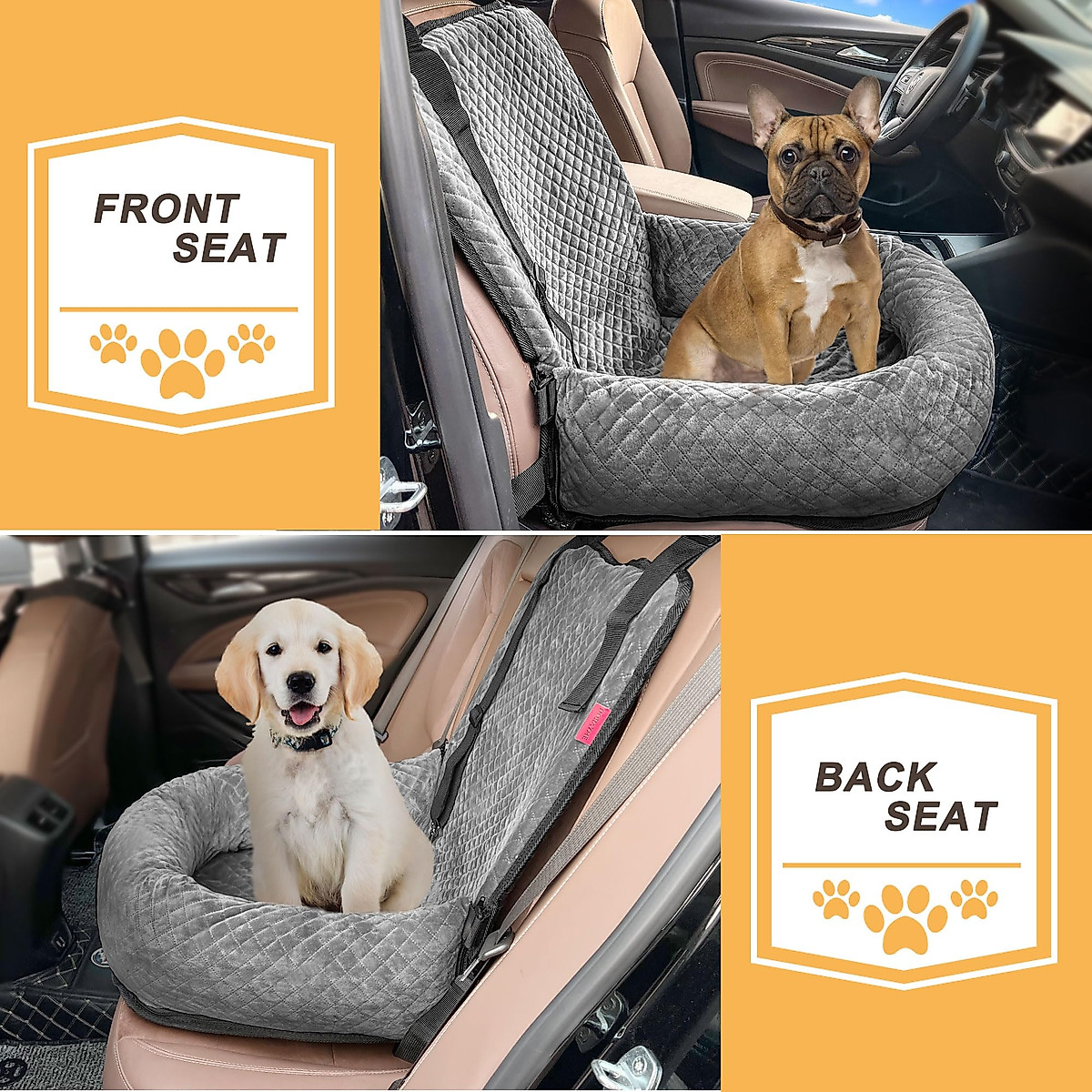 Sephyroth Dog Car Seat for Small/Medium Dogs,Dog Car Bed Washable Pet Travel Safety Car Seat,Super Soft Safe Removable Puppy Car Seat,Fits for All Cars(Gray)