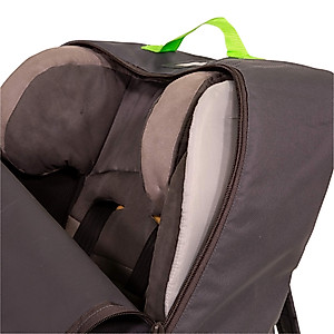 J.L. Childress Ultimate Backpack Padded Car Seat Travel Bag, Grey with Lime Trim, Grey/Lime Green