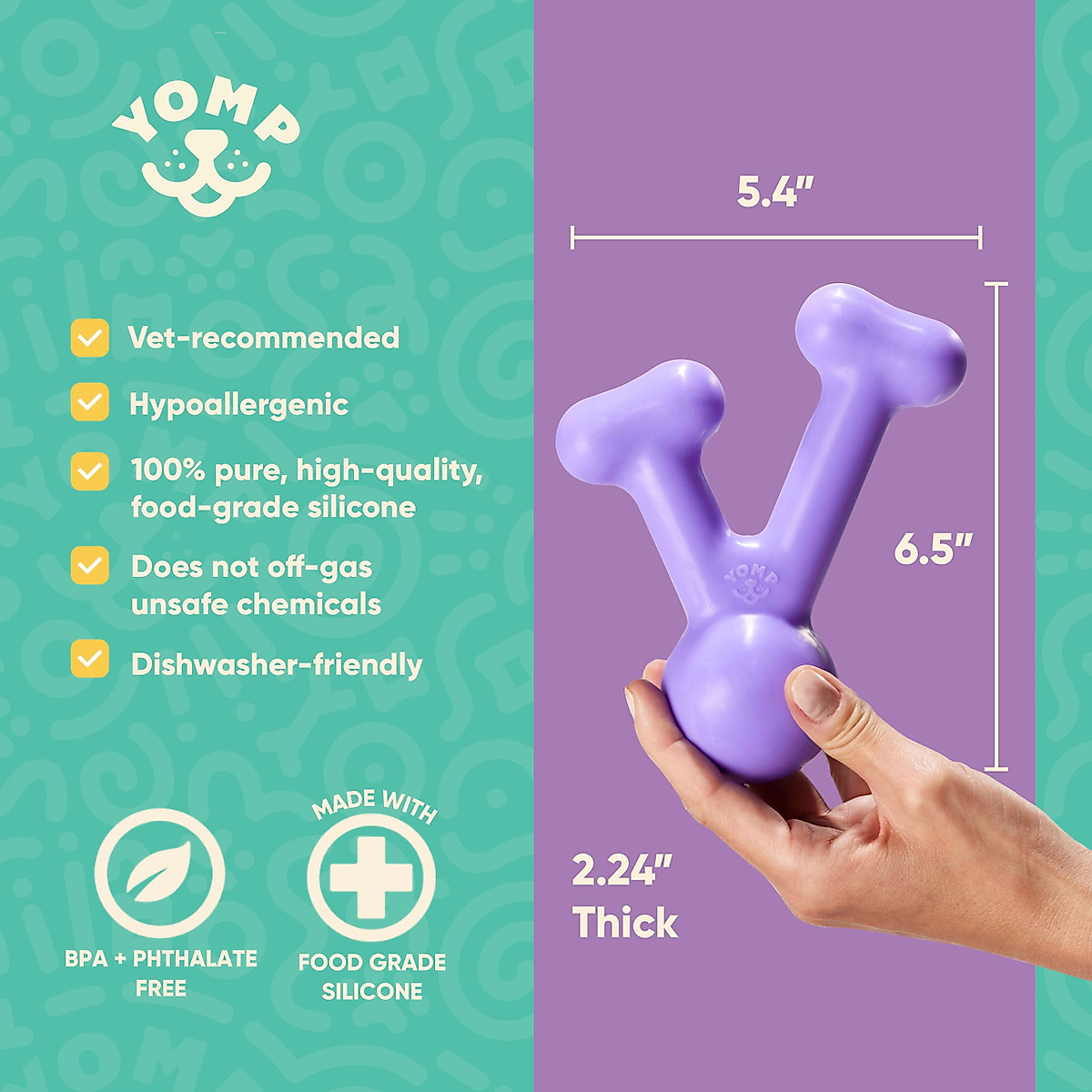 Yomp FunnyBone Wish Bone Dog Chew Toy – Interactive Teething Toy for Puppies, Soft, and Medium Chewers – Pet-Safe, Non-Toxic Silicone Chew Bone