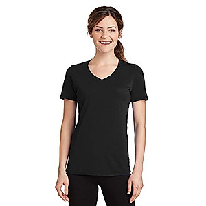 Port & Company Ladies Performance Blend V-Neck Tee Jet Black