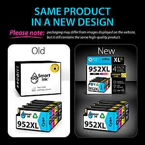 Smart Ink Compatible Ink Cartridge Replacement for HP 952XL 952 XL (4 Combo Pack) to use with OfficeJet Pro 8710 8720 7740 8210 8715 7720 8702 8725 8740 8730 8700 8200 (Black, Cyan, Magenta, Yellow)