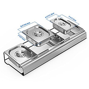 Onlyfire Pizza Topping Station Stainless Steel Seasoning Containers with Lid, 5 Compartment Trays for Prepping Ingredients and Toppings