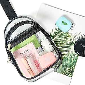 Clear Sling Bag Stadium Approved, Small Clear Chest Backpack, Clear Crossbody Chest Bag for Men Women, Black