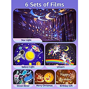 One Fire Night Light for Kids Room Decor, 72 Light Modes Sound Machine Baby Night Light Projector, Remote Timer Kids Night Lights for Bedroom, Rechargeable White Noise Kawaii Unicorns Gifts for Girls