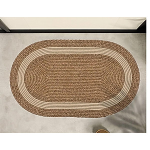 Tly Home-Beige Striped-Jute Door mat Rug -Jute Mats 19.6 x 31.50 Inches -Naturel Mats-Patterned Door Front-Bath Mat-Rug Mats Natural-Balcony mats-Gift- Houseware-Home Decore-Natural Welcome Doormat