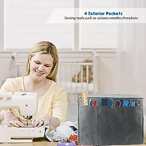 Boczif Sewing Machine Cover, Protective Cover with Essentials Storage Pockets, Sewing Machine Cover Dust Cover Compatible with Most Standard Singer Brother Machines and Accessories