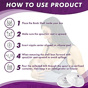 Breast Shell & Milk Catcher for Breastfeeding Relief (2 in 1) Protect Cracked, Sore, Engorged Nipples & Collect Breast Milk Leaks During The Day, While Nursing or Pumping (4 Pack)