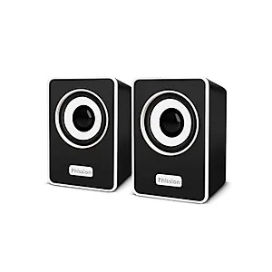 Computer Speakers, Phission Mini Speaker with Stereo Sound 6W USB Powered 3.5 mm AUX-in Portable Speaker for Computer, Laptop, Notebook, Desktop (Black)