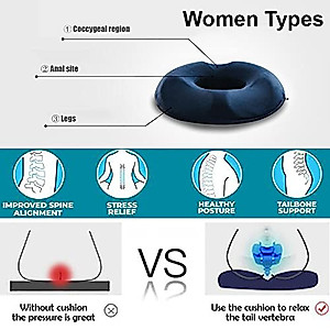 Donut Pillow Hemorrhoid Tailbone Seat Cushion , Ergonomic Design , Seat Cushion Pain Relief for Coccyx, Prostate, Sciatica, Pelvic Floor, Pressure Sores,Perineal Surgery, Postpartum Recovery (Women)