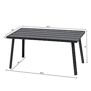 C-Hopetree Small Metal Outdoor Coffee Side Table for Outside Patio, Rectangle, Black