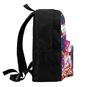 ayvcxui Laser Eyes Pizza Outer Space Cat Riding on Llama Galaxy Backpack Unisex Double Shoulder Bag Adjustable Shoulder Stra Large Capacity Laptop Bagpack 16.5×12.6×5.5in