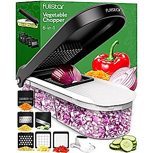 Fullstar Compact Vegetable Chopper - Vegetable Cutter, Food Chopper, Veggie Chopper, Onion Chopper, Vegetable Chopper With Container, Vegetable Slicer, Vegetable Cutter, Mandoline Slicer (6 Inserts)