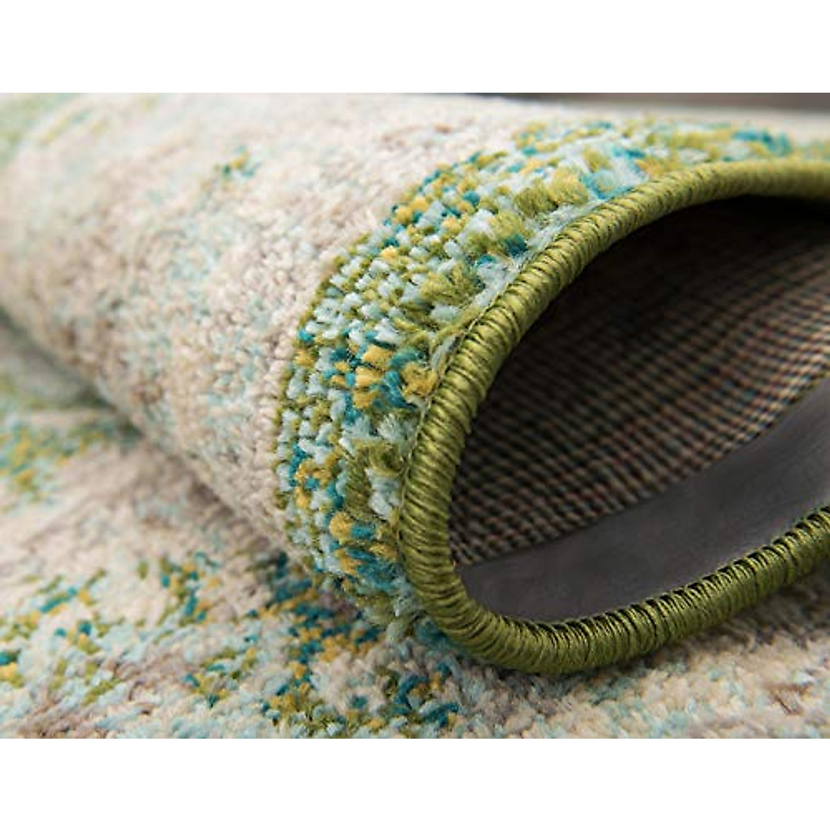 Unique Loom Penrose Collection Distressed Traditional Vintage Floral Area Rug, 3 ft 3 in x 3 ft 3 in, Green/Beige