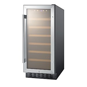 Summit SWC1535B 15" Built-In Undercounter Glass Door Wine Cellar with Lock and Digital Controls, Glass/Black