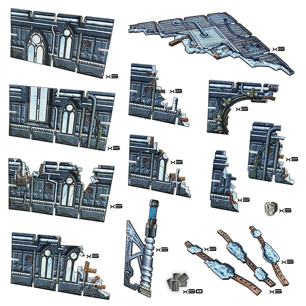 Battle Systems Sci-Fi Terrain - 28mm Modular 3D Space Terrain - Perfect for Wargaming and Roleplaying Tabletop Games - Full Colour Printed 3D 40K Multi Level Building Models (Gothic Ruins)
