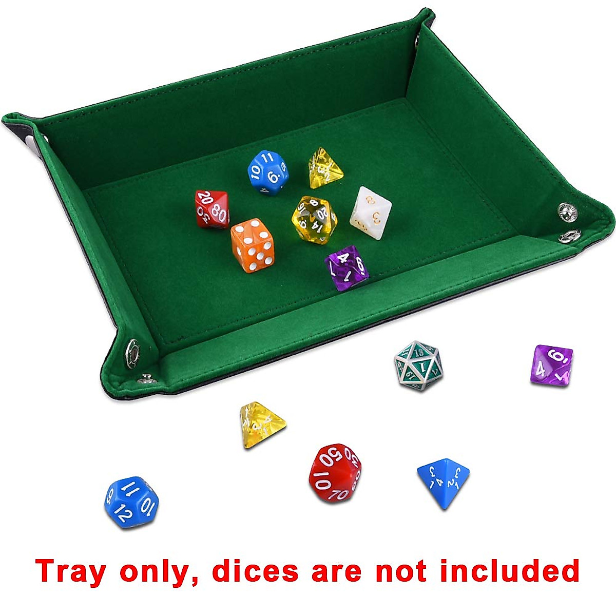 SIQUK Double Sided Dice Tray Folding Rectangle PU Leather and Dark Green Velvet Dice Holder