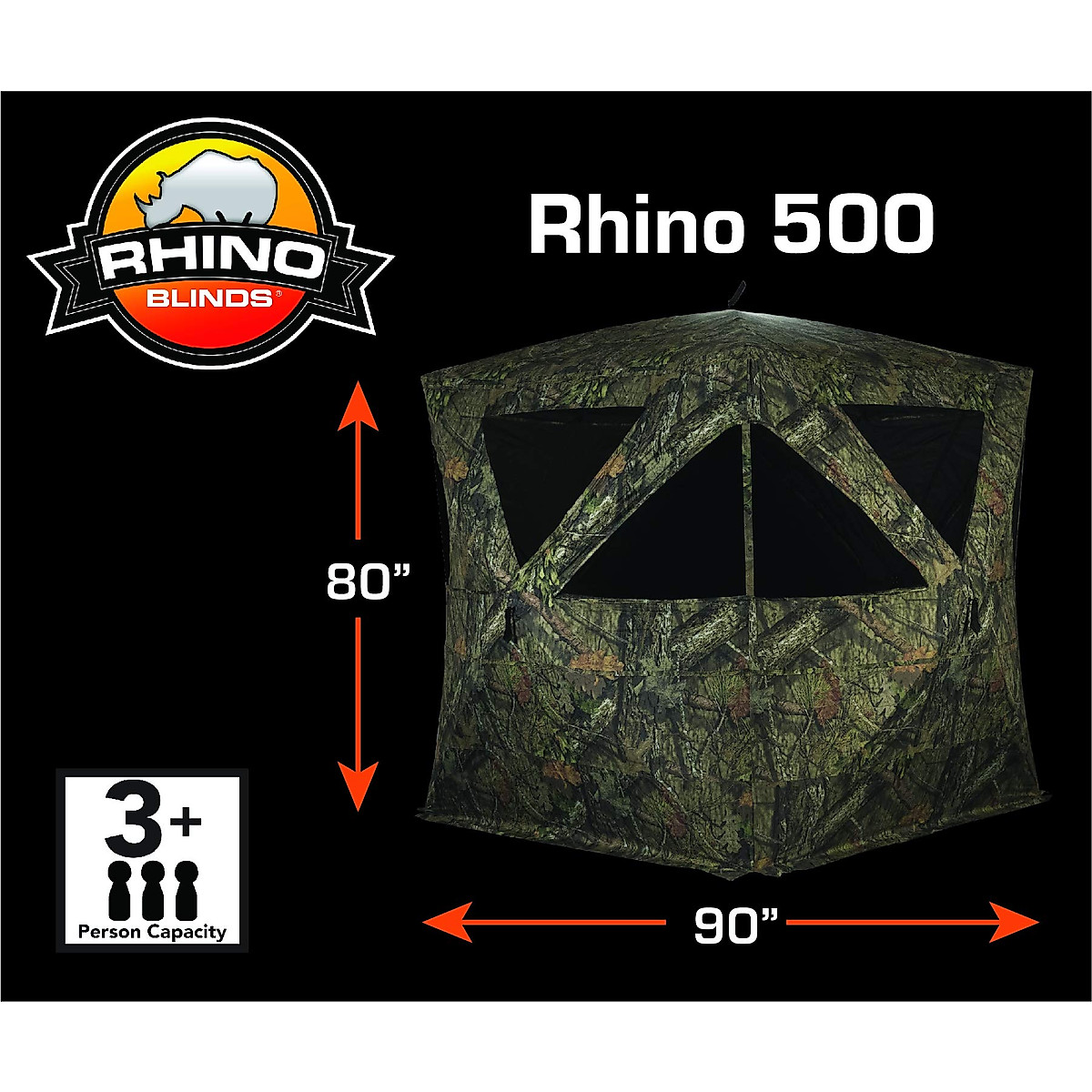 RHINO Blinds R500-MOC 3-4 Person Hunting Ground Blind, Breakup Country
