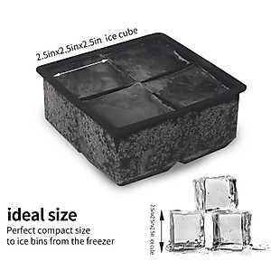 Large Ice Cube Trays Silicone (2.5-Inches) - Giant Cocktail Silicone Ice Maker, Scotch Whiskey Ice Cube, Easy Release Reusable Ice Cubes,Food Grade (Black 2 Tray)