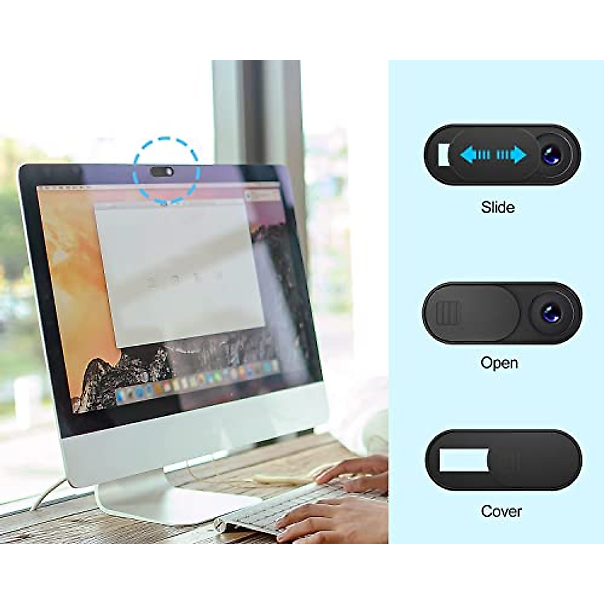 YAMXIN Laptop Camera Cover Slide 9 Pack(3 Large + 6 Small) Webcam Cover Fit Most Laptop, PC, Tablet (Black)