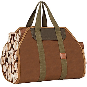 1MORE Firewood Carrier - Wood Carrier for Firewood,Log Carrier for Firewood Tote Bag, 40"X19" Canvas Firewood Carrier, Water Resistant Log Tote Wood Carrying Bag With Handles,Fireplace Tools.Rust