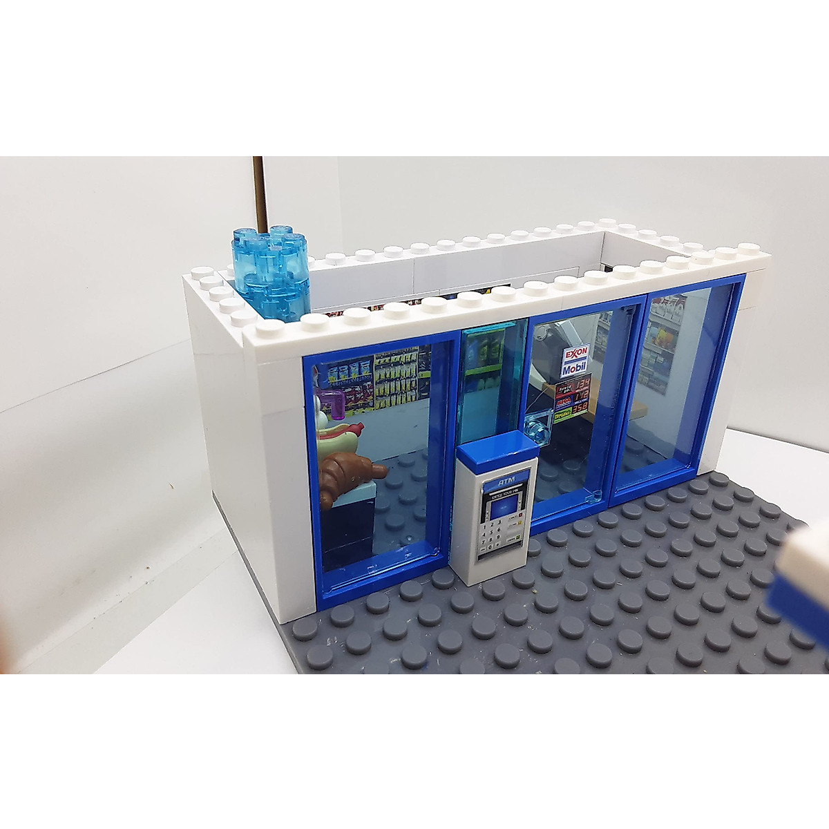 Building Bricks Toys City Town Village MOC Gas Station with Convenience Store 4 Fuel Gas Pumps Compatible with All Brands