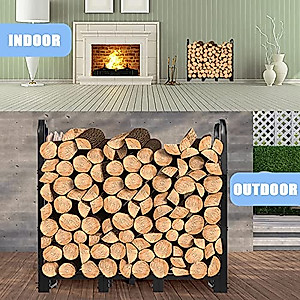 WEASHUME 4ft Outdoor Firewood Rack Holder Heavy Duty Firewood Rack Stand Logs Holder Metal Wood Pile Storage Stacker Organizer for Fireplace Outdoor&Indoor