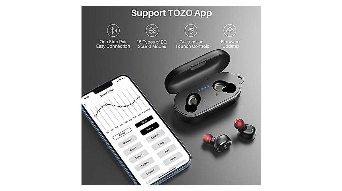 TOZO T10S 2022 Bluetooth Earbuds - Waterproof, Long Battery Life