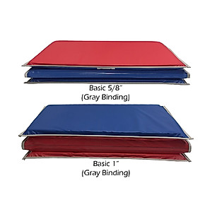KinderMat, 5/8" Thick KinderMat, 4-Section Rest Mat, 45" x 19" x 5/8", Red/Blue with Grey Binding, Great for School, Daycare, Travel, and Home, Made in The USA