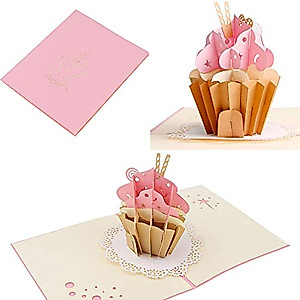 Aloha Cards 3D Pop Up Greeting Cards For Birthdays, Thank You, All Occasions/Packaged with Envelope Protective Bag (4 Pack: Butterfly, Lily Bouquet, Cupcake, Birthday Cake)