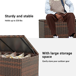 Amopatio Outdoor Patio Furniture Sets, 8 Pieces Outdoor Wicker Patio-Furniture, Outdoor Sectional Patio Set with Storage Table, Patio Conversation Set for Proch Garden Deck (Khaki)