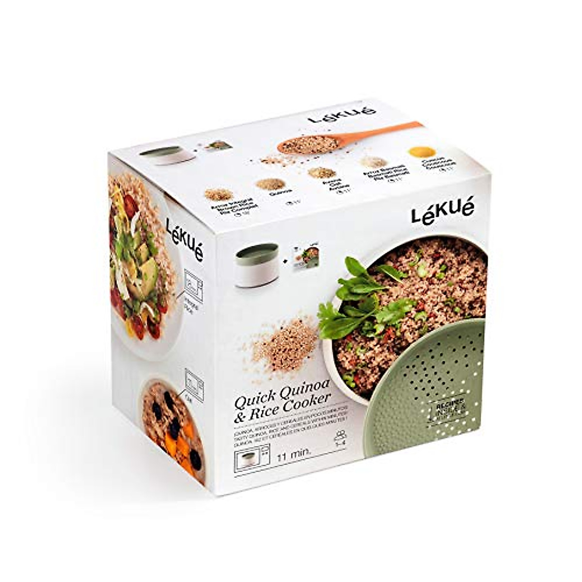 Lekue Microwave Rice, Grain & Quinoa Cooker, one size, Green