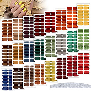 336 Pieces 24 Sheets Thanksgiving Full Nail Stickers Fall Nail Wraps Self Adhesive Nail Decal Polish Strips Manicure Kits with Nail File for Women Girls Nail Decor(Simple Color,Simple Style)