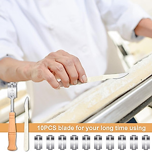 Mudder Bread Lame Tool Bread Scoring Knife Sourdough Scoring Bread Tool with 10 Blades Leather Protective Cover Lame Slashing Tool and 2 Pcs Dough Scoring Knife with Cover for Bread Baking