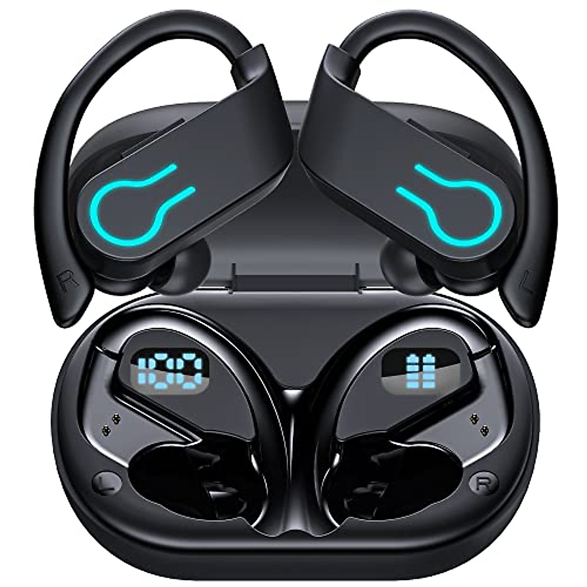 Wireless Bluetooth Earbuds 120H Playtime Bluetooth 5.3 Ear Buds for Sports, Hi-fi Stereo Earphones with LED Display Charging Case, Headphones for Running/Workout Audifonos Bluetooth inalambricos