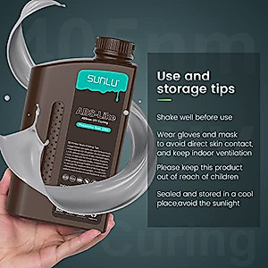 SUNLU 3D Printer Resin, 1000g ABS-Like High Toughness Resin for 4k/6k/8k LCD/DLP/SLA Resin 3D Printer, 405nm UV Curing 3D Printing Resin, Good Resistance, Non-Brittle & High Precision, Grey 1000g