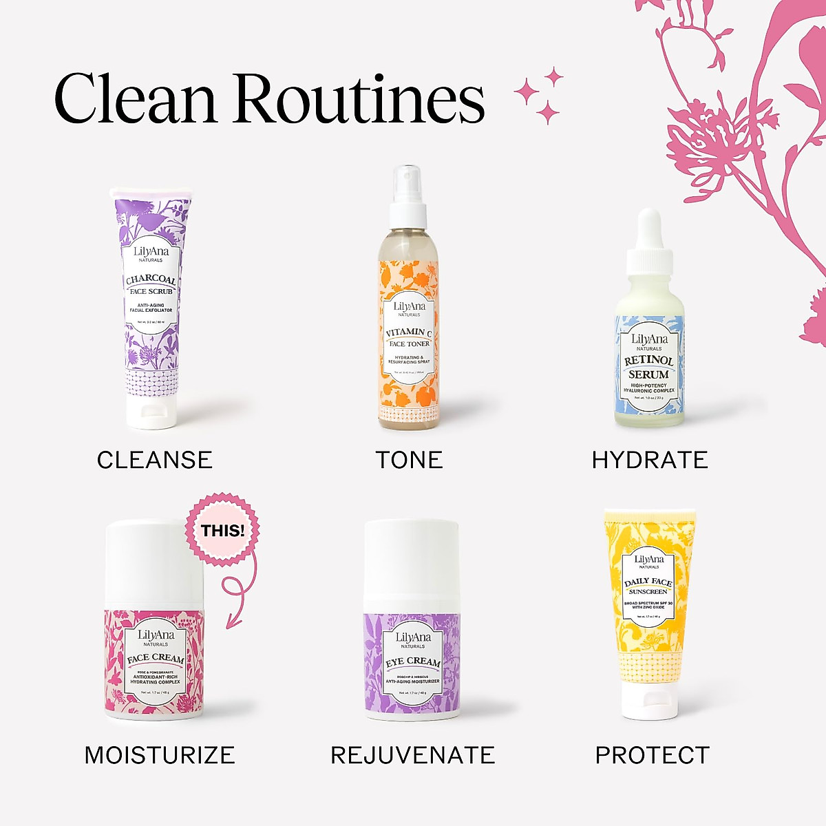 LilyAna Naturals Face and Neck Moisturizer for Women and Men - Moisturizer Face and Neck Cream for Dry Skin and Dark Spot Brightening - Rose and Pomegranate Extracts - 1.7oz