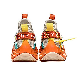 Ahico Mens Running Sneakers Walking Shoes Mesh Comfortable Lightweight Tennis Breathable Sport Casual Athletic Workout Orange, 9.5