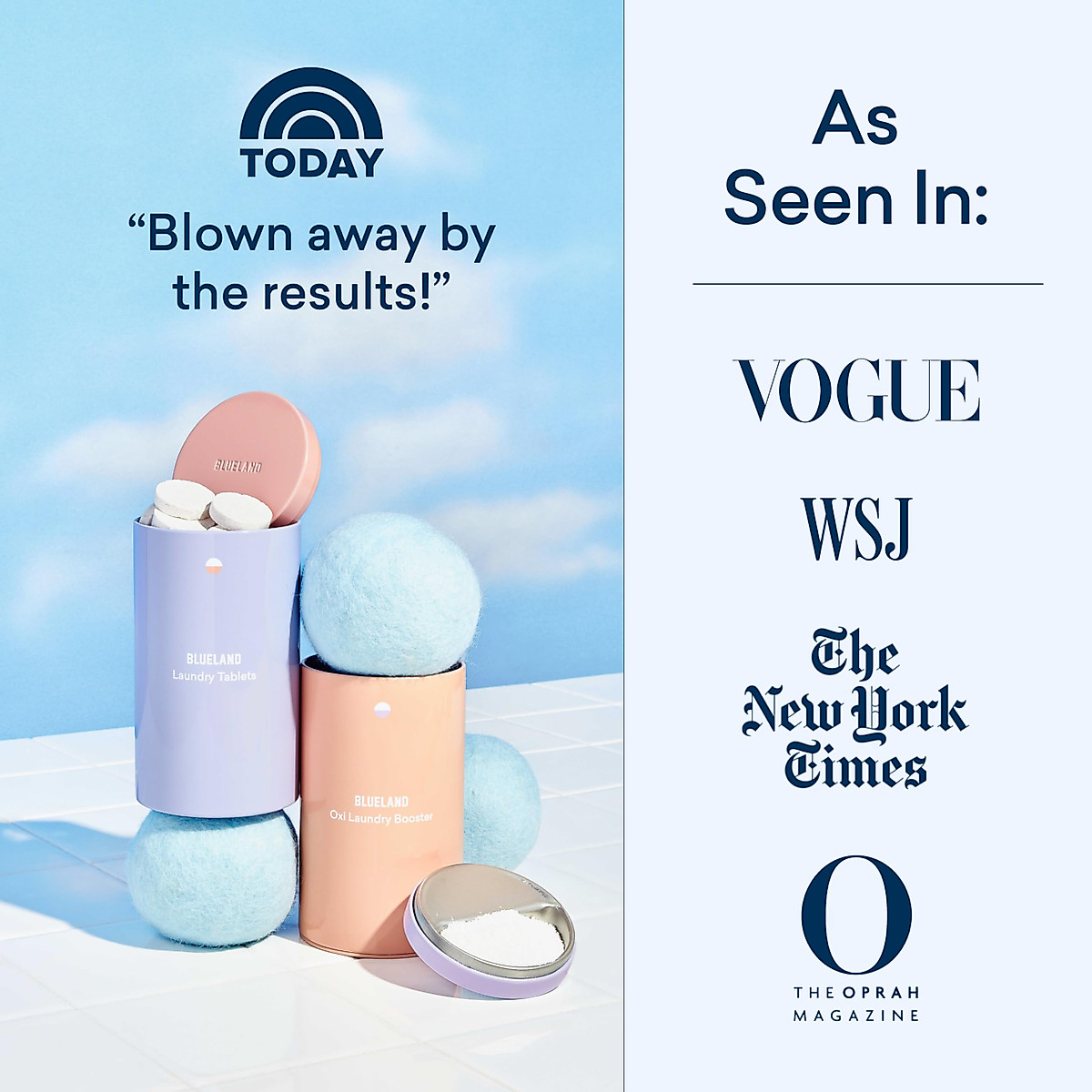 BLUELAND Laundry Detergent Tablets, Starter Set, 60 Count with Tin, Unscented, Plastic-Free Eco-Friendly Pods, Sheets, Liquid Alternative - Natural, Gentle, Non Toxic