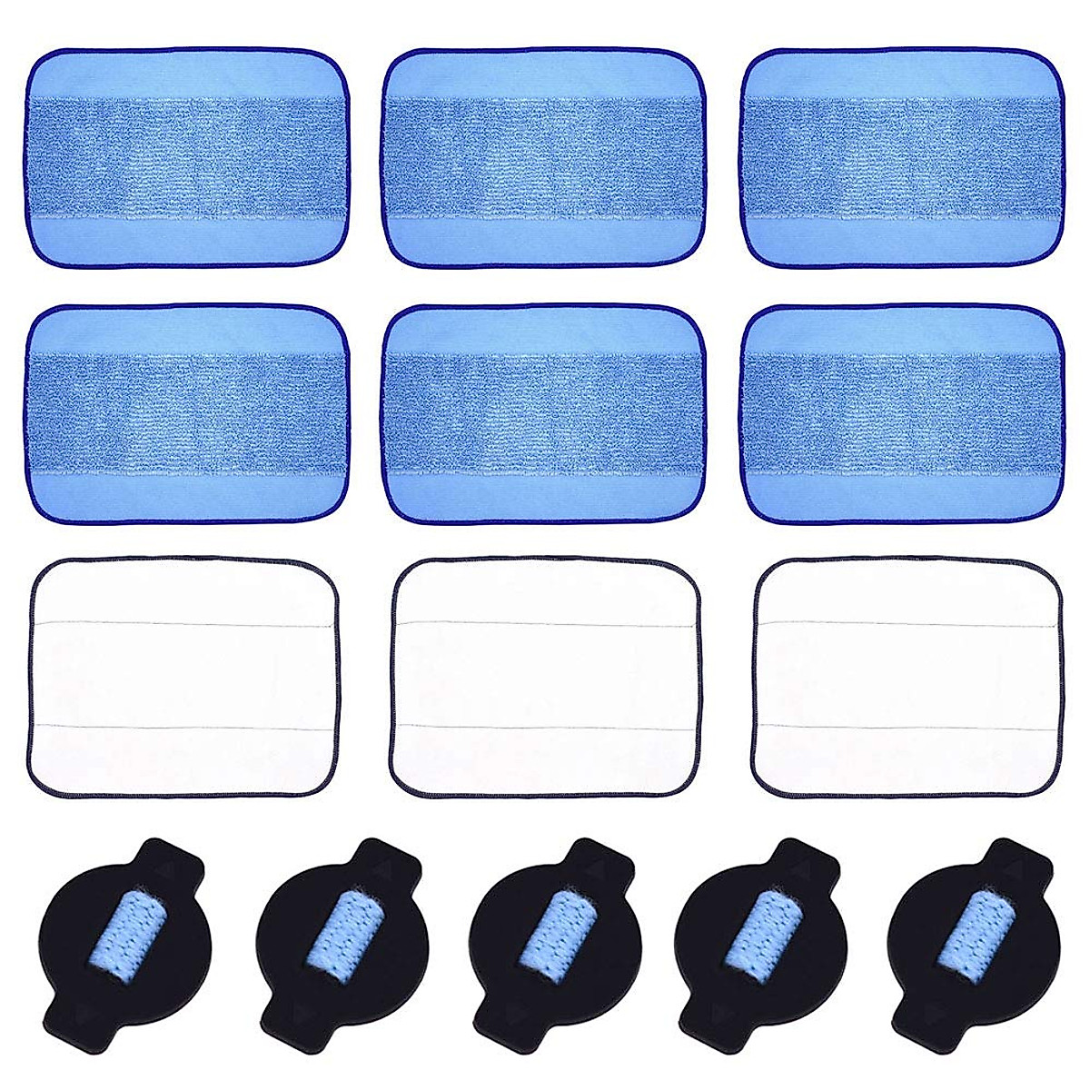 neutop Replacement Parts Mop Pad Cloths Compatible with iRobot Braava 320 380 381 380T 390 390T Mint 4200 4205 5200 5200C Models, 6 Wet 3 Dry 5 Wick Caps.