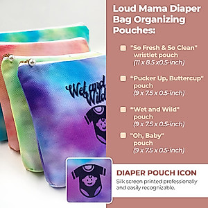 Loud Mama Diaper Bag Organizing Pouches – Premium Diaper Bag Organizer Set with 4 Pouch Bags – Practical and Versatile Pouches for Organization with Tie-Dye Patterns – Cool and Chic – Assorted Pack