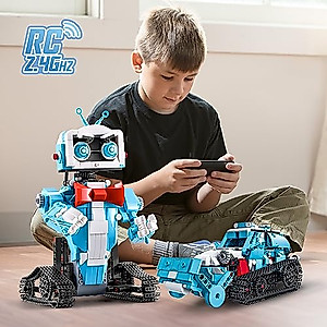STEM Robot Building Toys for Kids Compatible with Lego Sets 3in1 Remote & APP Controlled Robot Building Kit Engineering Learning Educational Rechargeable Robot Toy Gifts for Boys Girls (726 Pcs)